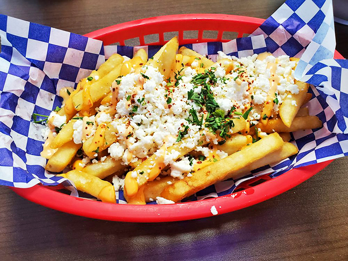 Greek fries: where potato meets feta in a relationship so perfect it should have its own reality show. The sprinkle of herbs is just showing off.