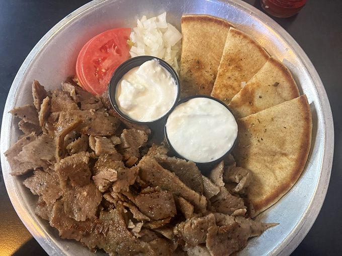 The deconstructed gyro platter&mdash;where all ingredients get equal billing and you become the architect of each perfect bite.