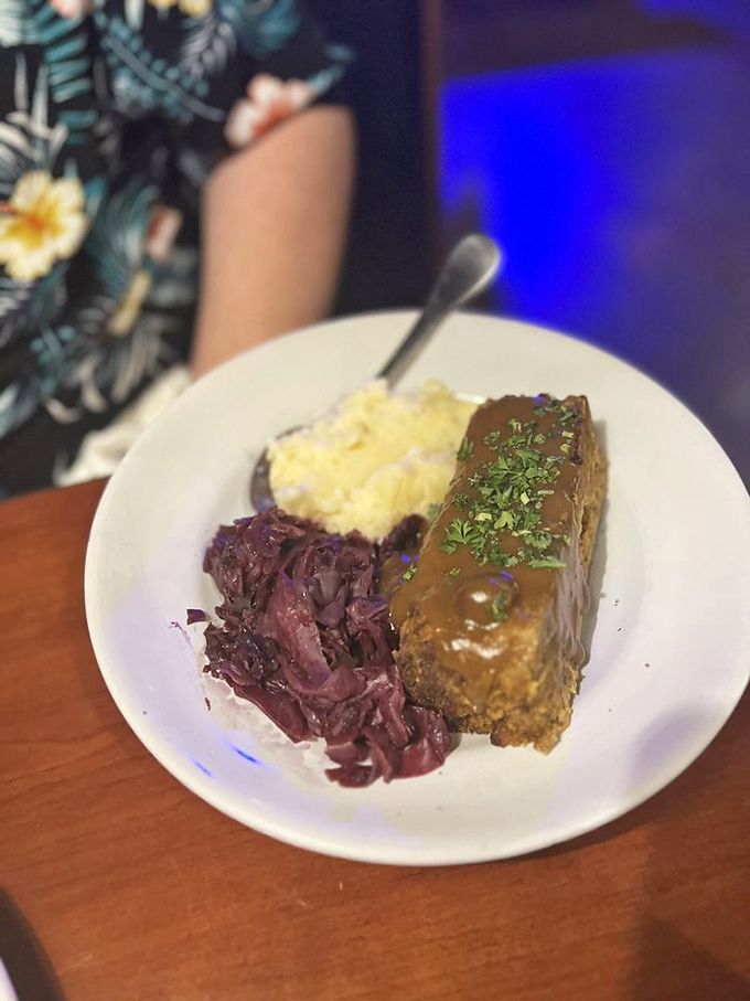 Hackbraten with red cabbage and mashed potatoes: comfort food that works whether you're celebrating a promotion or nursing a broken heart.