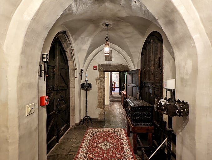 Arched hallways that whisper secrets of the past. Walking through feels like stepping into a time machine set to "medieval Europe."