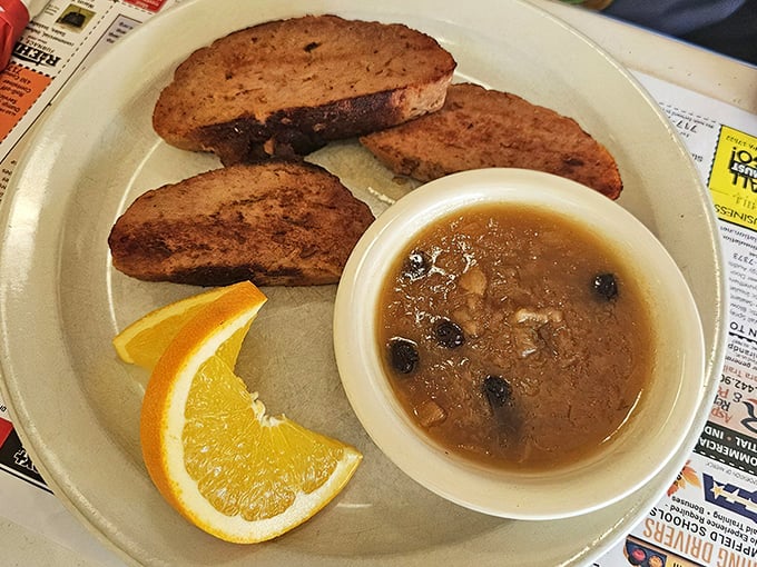Ham loaf with applesauce and orange slices &ndash; a Pennsylvania Dutch classic that proves our grandparents knew exactly what they were doing.