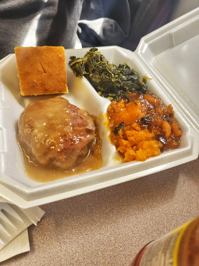 That hamburger steak is swimming in gravy for good reason&mdash;it's too delicious to ever be dry.