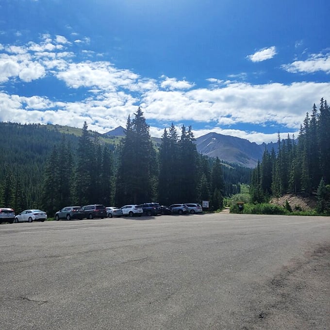 Parking with a view that makes you forget you just drove up a mountain road that would make your GPS have an existential crisis.