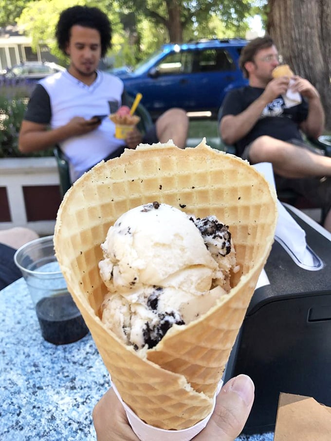 In the natural world, creatures display vibrant colors to attract attention. This waffle cone has evolved the same survival strategy.