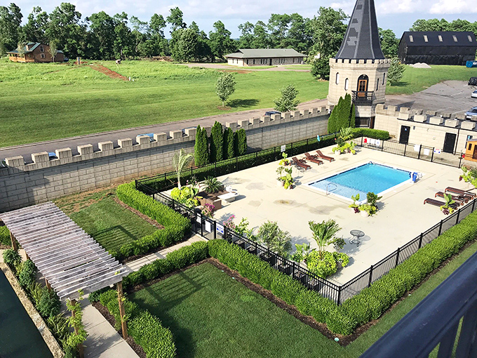 Castle life isn't complete without a royal swimming pool. This courtyard oasis offers refreshment with a side of medieval ambiance.
