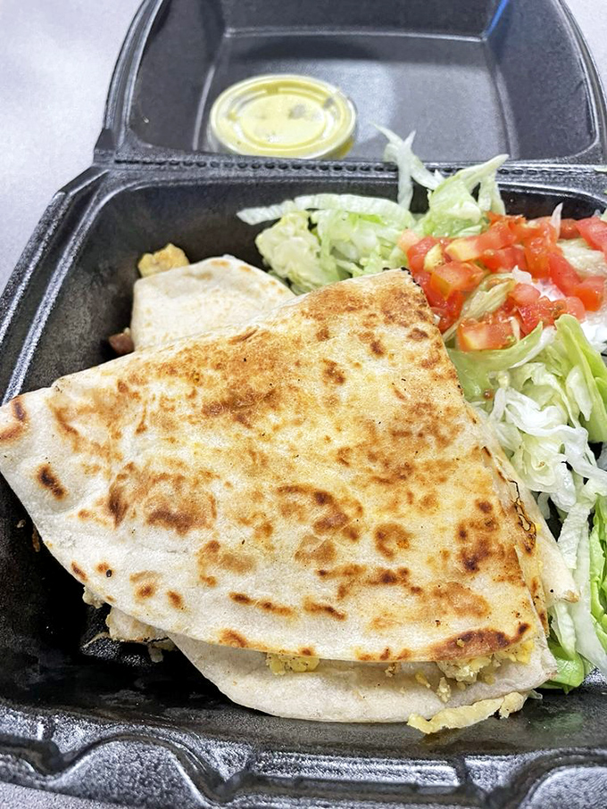 The humble quesadilla, elevated to art form. That golden-brown exterior is nature's way of saying, "Good things await those who take a bite."