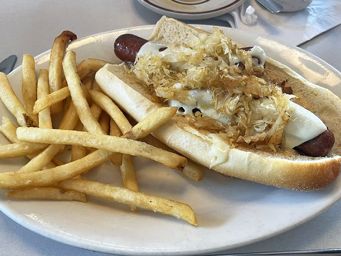 The Reuben Dog combines two American classics into one glorious creation. It's like the culinary equivalent of a superhero team-up.