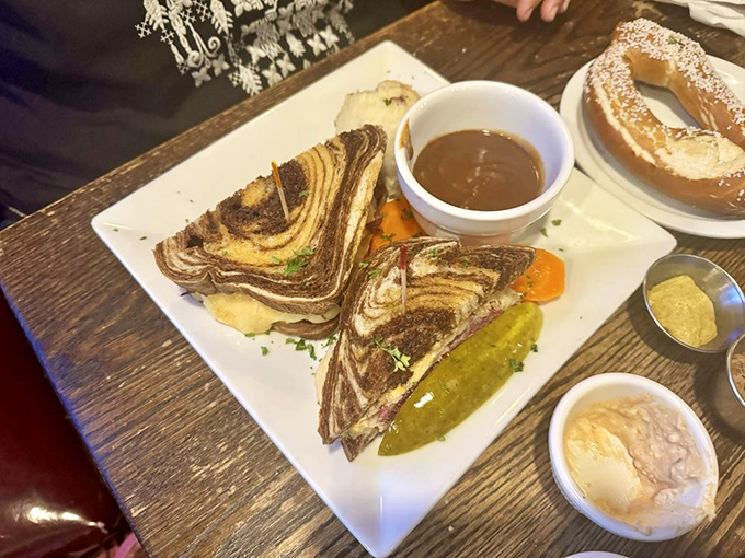 The Reuben platter: where corned beef and sauerkraut perform a delicious duet that would make Broadway jealous.