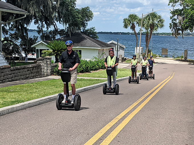 Segway tours offer a modern twist on exploring Mount Dora's lakeside paths. Like time travelers with really good balance.