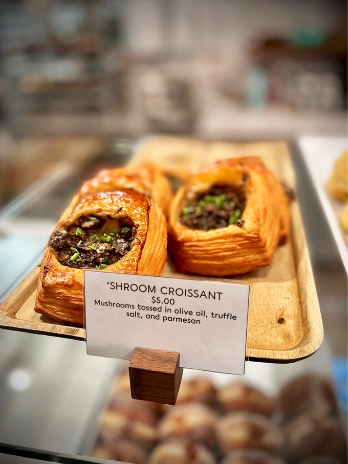 The 'shroom croissant: where umami meets butter in a relationship more harmonious than most Hollywood marriages.