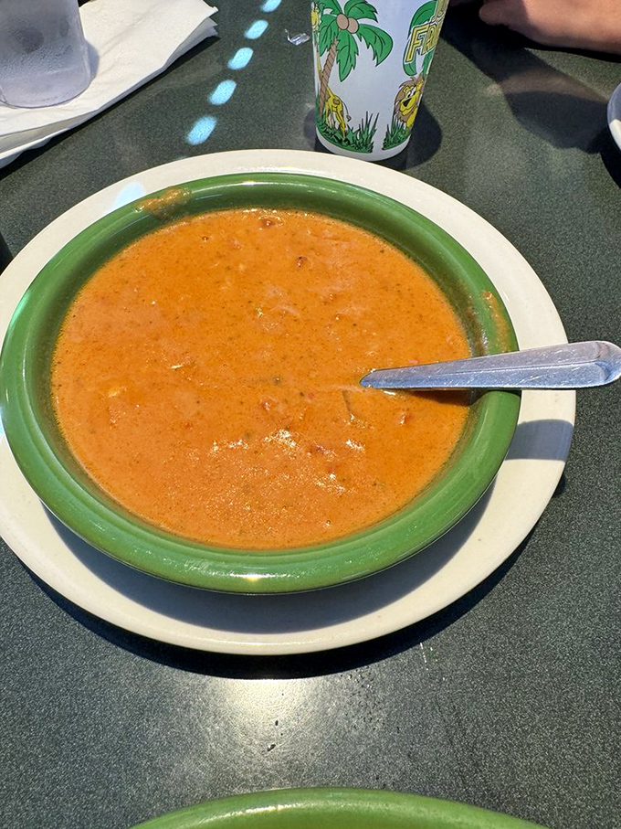 This vibrant tomato soup looks like it could cure whatever ails you. The color alone is enough to brighten your day.