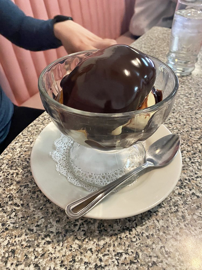 This sundae doesn't just satisfy a sweet tooth—it throws a parade for it, complete with whipped cream floats and cherry grand marshals.