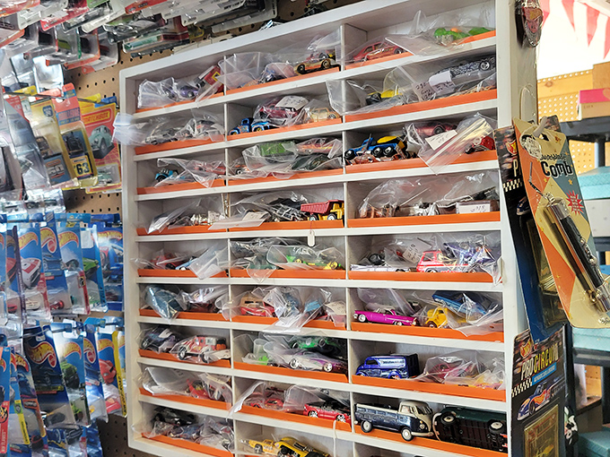 Hot Wheels heaven! Each tiny plastic-wrapped car represents some grown man's childhood dream, now available for a fraction of what he'd pay on eBay.