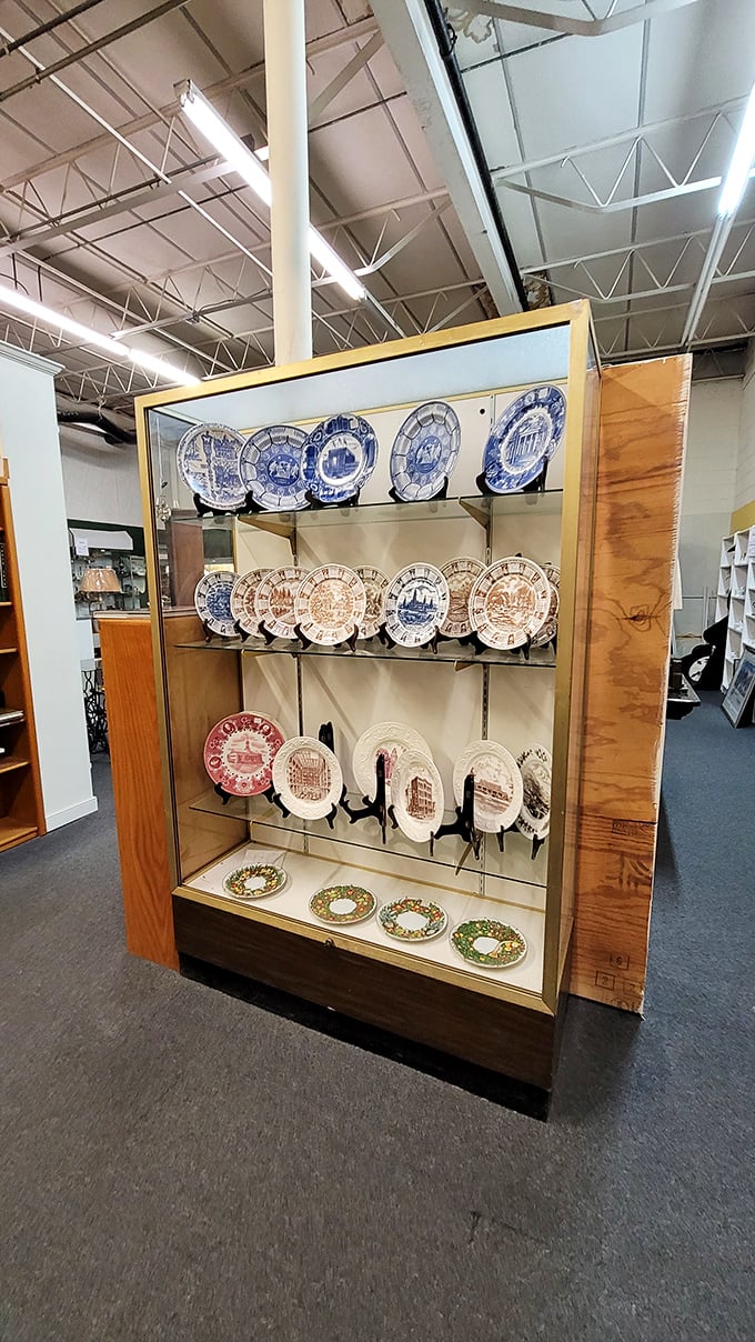 Decorative plates that tell stories of historic buildings and landscapes, perfect for the wall of someone who loves history but hates reading books.