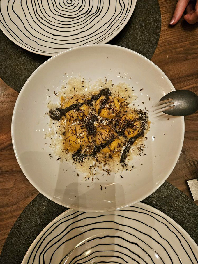 Truffle ravioli that makes you close your eyes and forget your table manners. Pasta perfection that would make an Italian grandmother proud.