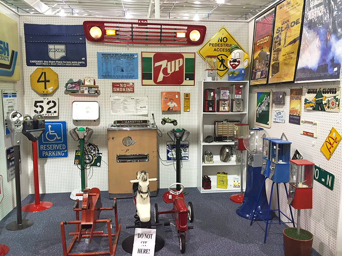 Remember when playgrounds had real danger? This booth celebrates a time when kids rode metal horses and nobody worried about liability insurance.
