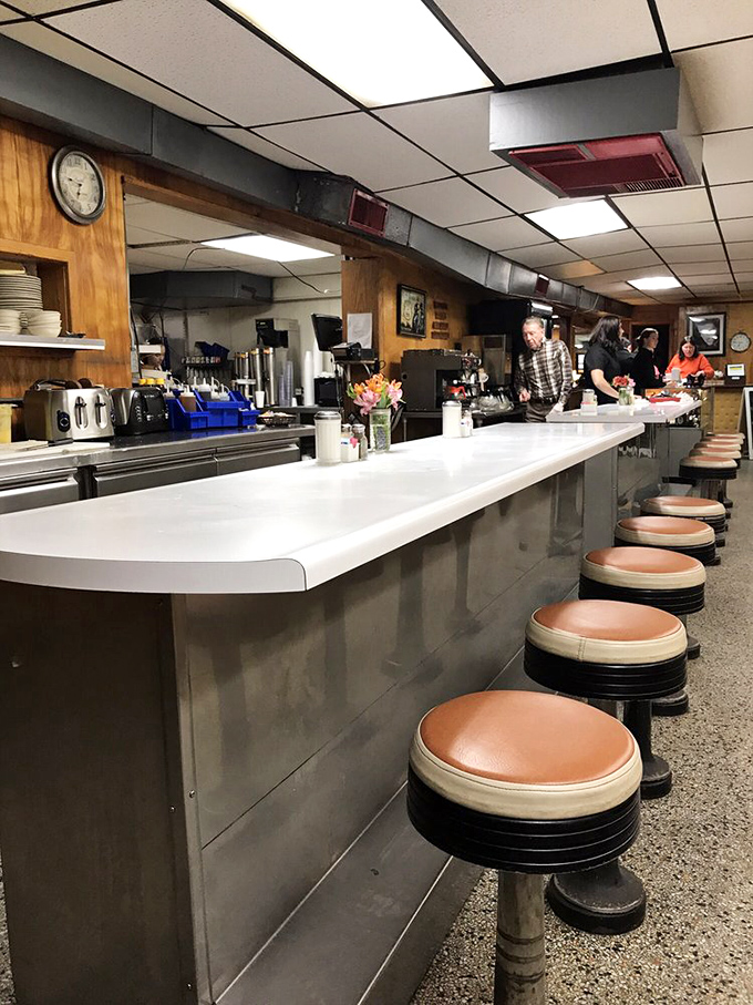 The counter where magic happens. These stools have supported the dreams and appetites of locals for decades.