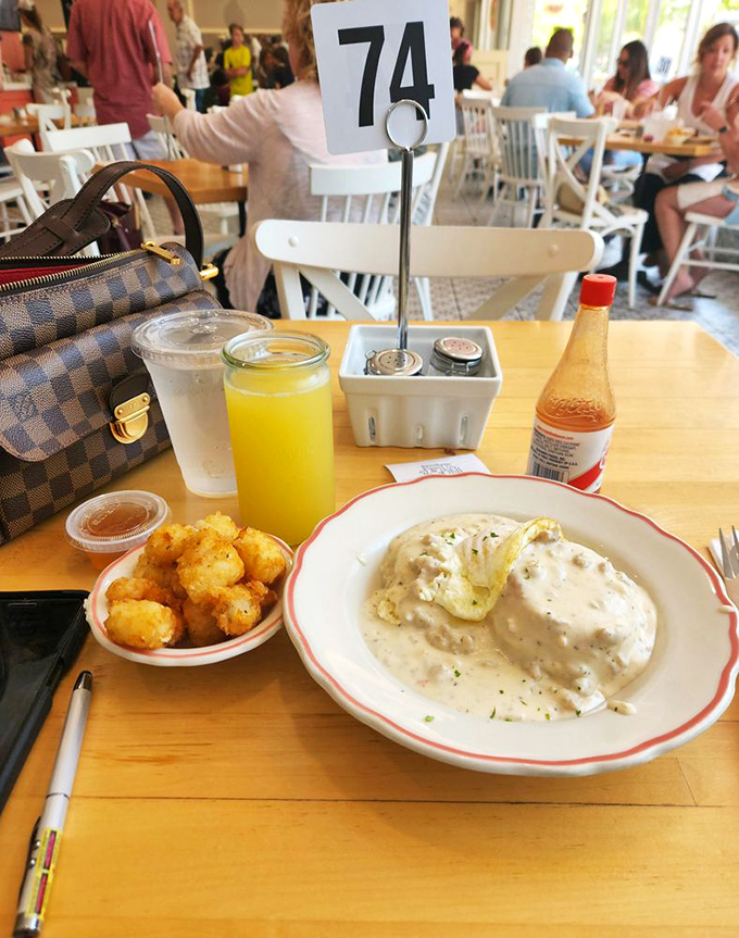 Biscuits and gravy with a side of tater tots&mdash;the breakfast equivalent of wearing both a belt AND suspenders. Deliciously redundant.
