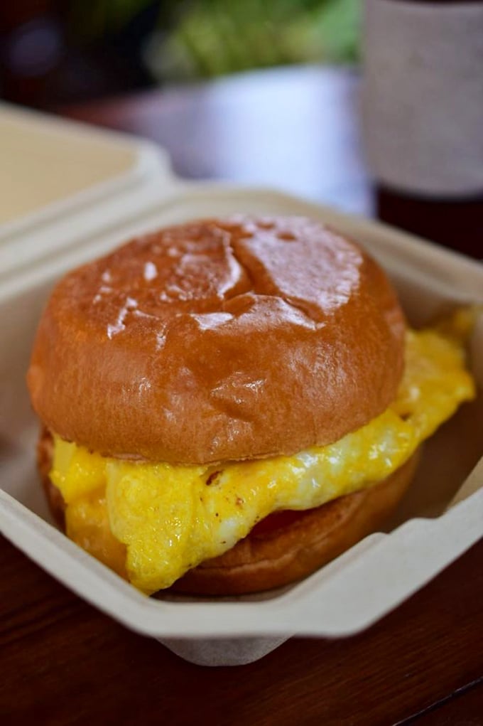 This breakfast sandwich doesn't just break your fast; it shatters the notion that morning food should be merely functional rather than fantastic.