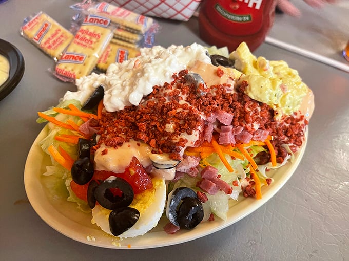 This isn't just a chef salad&mdash;it's a masterpiece of abundance with enough toppings to make you forget you ordered the "healthy option."