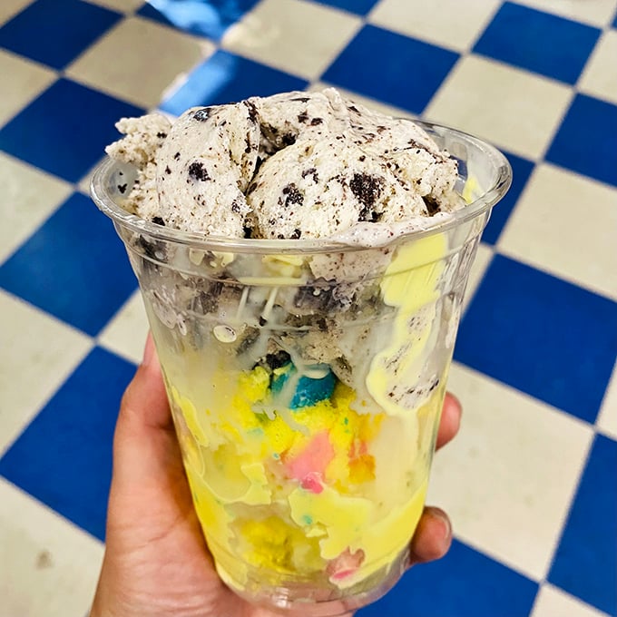When cookies and rainbow ice cream meet in one cup, it's not just dessert&mdash;it's a party your taste buds weren't expecting.