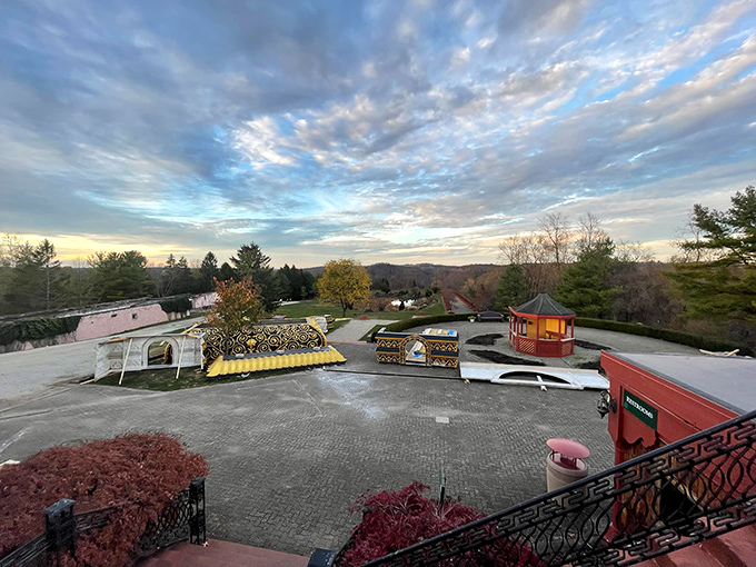 The palace courtyard combines architectural elements that would make any design show host simultaneously confused and delighted. Culture fusion at its finest.