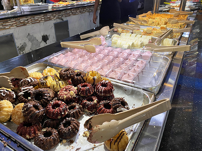The dessert station&mdash;where diet plans go to die happy. Those donuts didn't drive across the desert to be ignored, and neither did you.