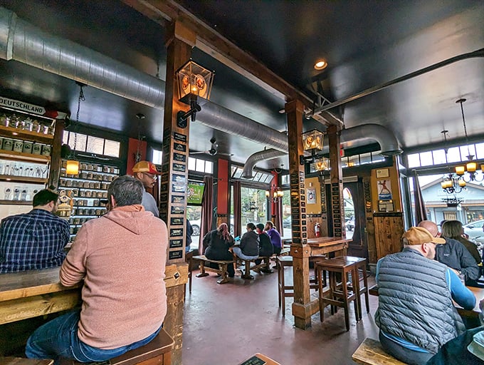 Where strangers become friends over shared tables and shared steins. German beer hall culture alive and well in Portland. 