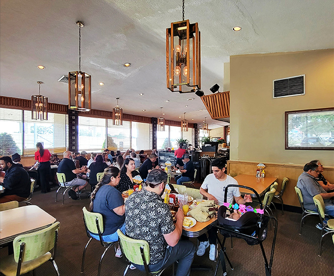 Weekend mornings transform Dot into a community gathering spot where Houston's diversity shines brighter than the chrome on the fixtures.