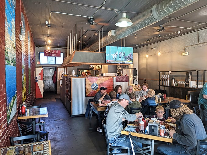 The true measure of a barbecue joint: tables full of people too busy enjoying their food to talk. Silence never tasted so good.
