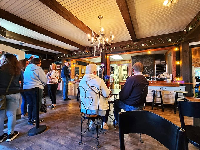 The line forms for a reason: these patrons know that waiting for OoeyGooey's treats is like standing in line for happiness with a side of caramel.