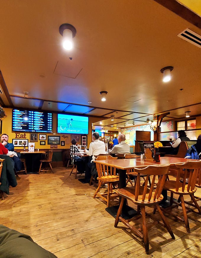 Where Michiganders gather to debate important matters like "Is there room for strudel?" while sports play discreetly in the background.