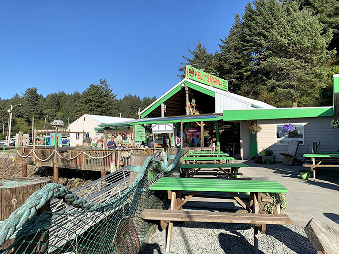 Where seafood meets sunshine. Kelly's outdoor dining area proves that sometimes the best restaurant ceiling is simply the open sky. 