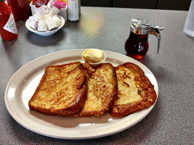 French toast that makes breakfast feel like dessert. Add maple syrup and suddenly Monday morning doesn't seem so bad.