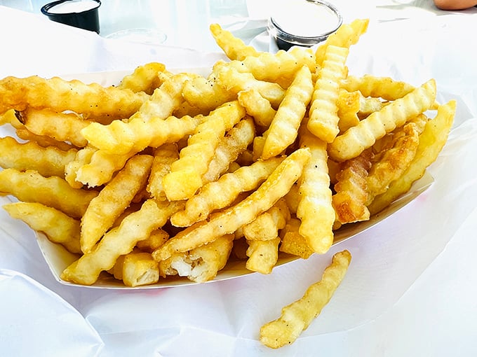 These aren't just fries; they're crispy, golden vehicles for fry sauce, designed to disappear before you've even finished your burger.