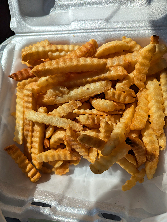 Crinkle-cut fries with personality to spare. These golden beauties aren't just a side—they're the supporting actors who sometimes steal the show.