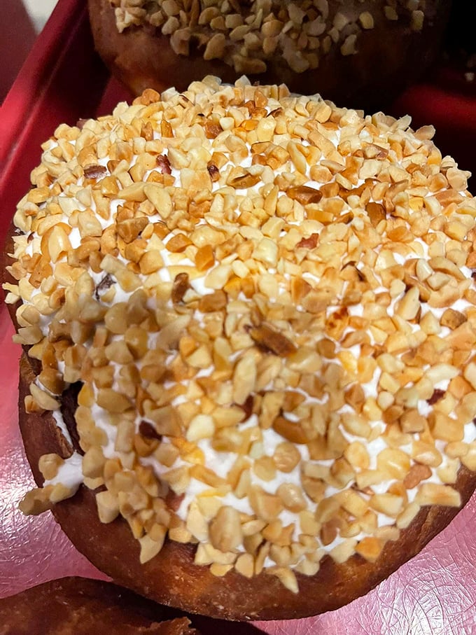 The interior sanctuary where donut dreams come true. Red and blue walls&mdash;patriotic colors for America's most patriotic breakfast.