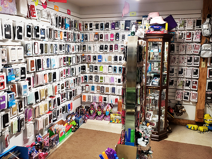 The modern meets vintage in this unexpected tech corner. Even your smartphone deserves a touch of retro flair. 