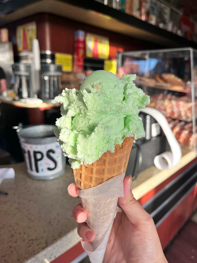 That vibrant green isn't trying to be trendy&mdash;pistachio ice cream was the original food influencer long before social media existed.