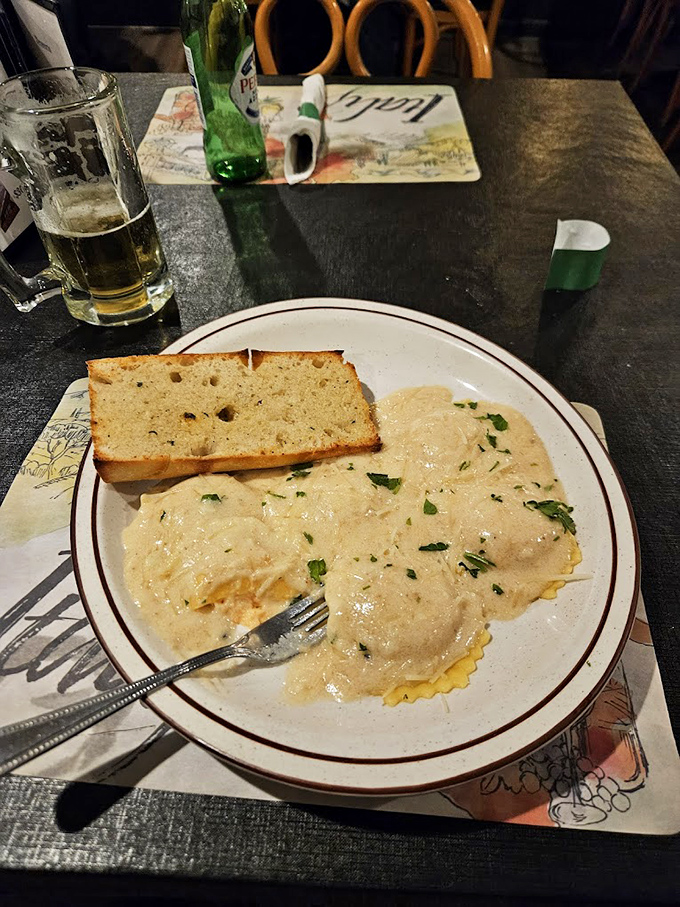 Pillows of pasta filled with savory goodness – these ravioli aren't just served, they're presented like the Italian treasures they truly are.