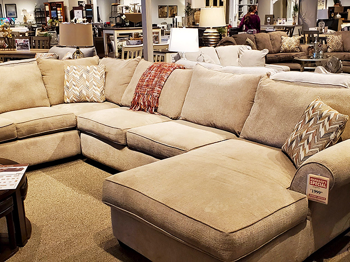 This sectional is so expansive your family members could be in different time zones while still technically sitting on the same couch.