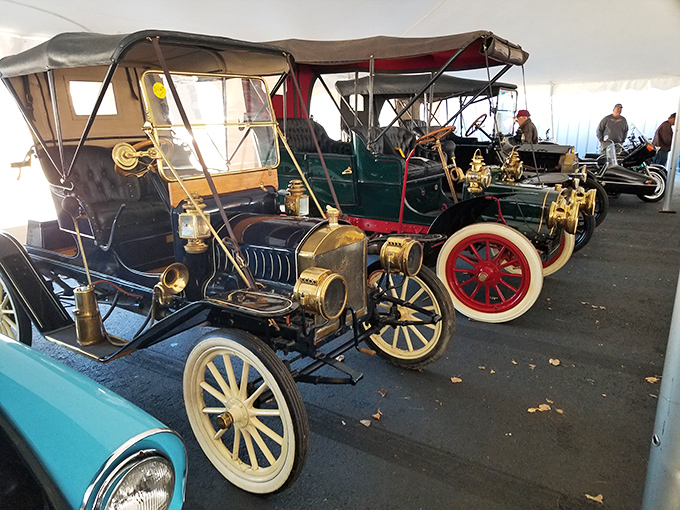 Transportation evolution on display! These early automobiles remind us that today's self-driving tech started with wooden wheels and brass headlamps&mdash;progress measured in horsepower and style.