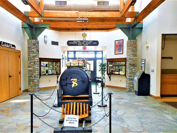 All aboard the nostalgia express! This vintage train display honors Gillette's famous love of locomotives and mechanical ingenuity.