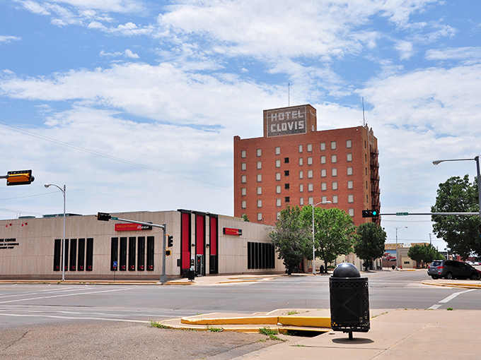 The iconic Hotel Clovis stands tall over downtown, a brick sentinel that's witnessed decades of High Plains history.