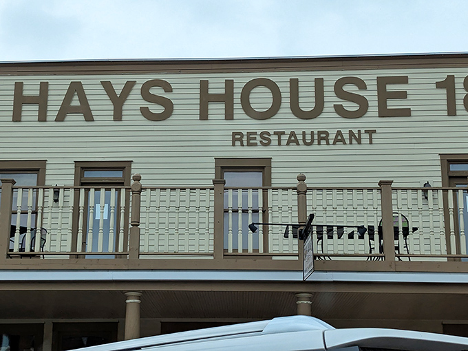 Hays House 1857&mdash;when your restaurant predates the Civil War, you've earned the right to that vintage Western facade and balcony.