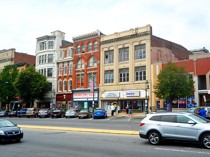 Reading's colorful downtown buildings house affordable shops where Social Security dollars stretch further.