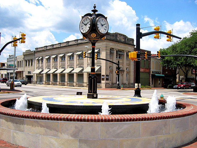 Sumter's town square fountain dances in the sunlight &ndash; much like how retirees dance with joy over the affordable cost of living.