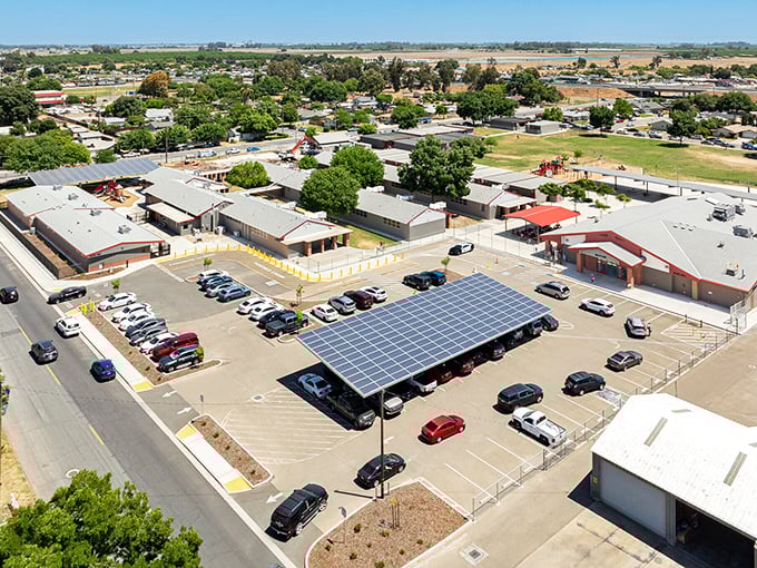 Solar panels in Armona's parking lots show how this affordable Central Valley town embraces both tradition and forward-thinking solutions.