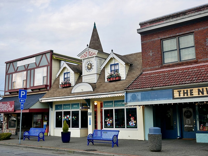 This quirky clocktower shop in Washington is pure storybook whimsy—you half expect it to start singing.