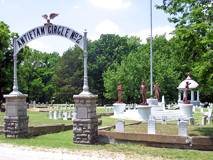 Antietam Circle's historic archway – where remembrance and respect don't come with the inflated price tags of more famous memorial sites.